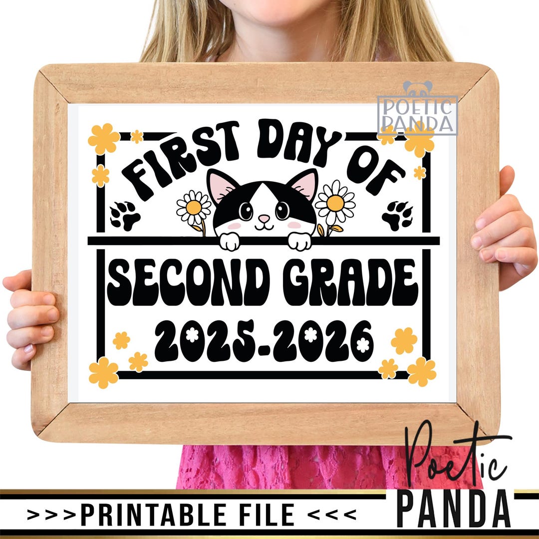 First Day of 2nd Grade Printable Sign PNG, 1st Day of 2nd Grade Board ...
