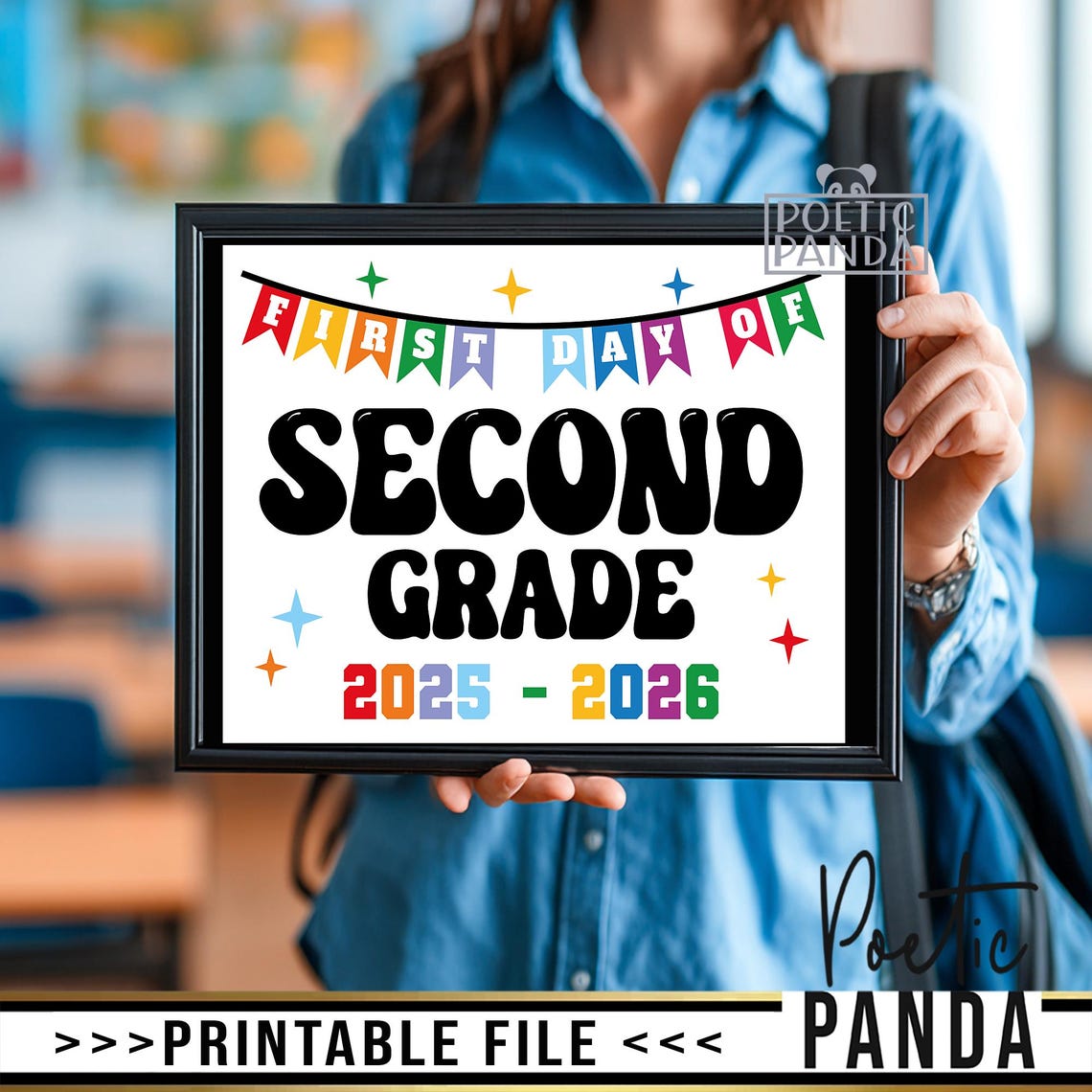 1st Day of 2nd Grade Printable Sign PNG, First Day of 2nd Grade Board ...