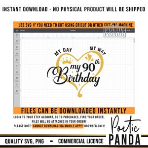 My Day My Way My 90th Birthday SVG PNG, 90 and Fabulous, 90th Birthday ...