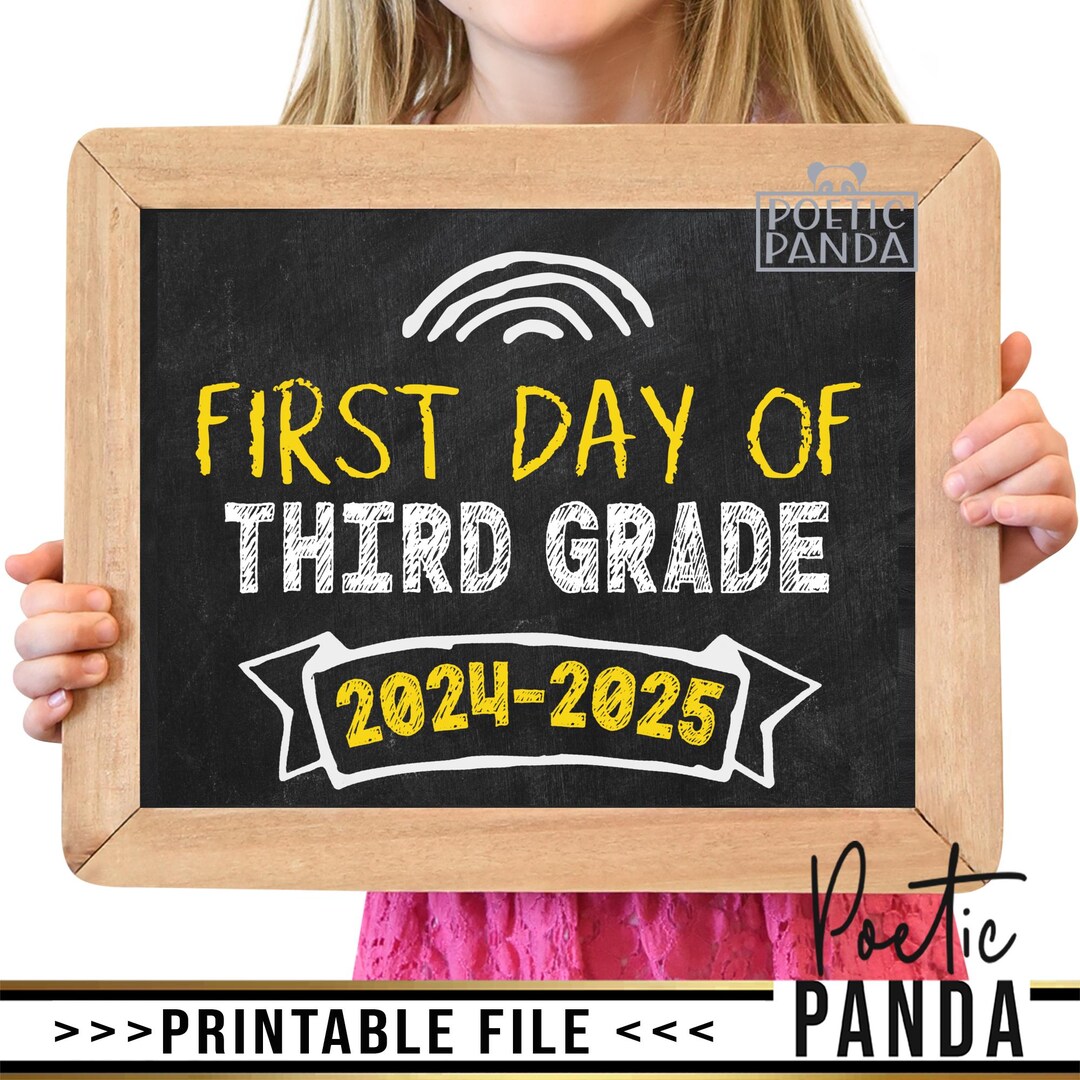 Printable First Day of 3rd Grade Sign, First Day of School Sign, 3rd ...