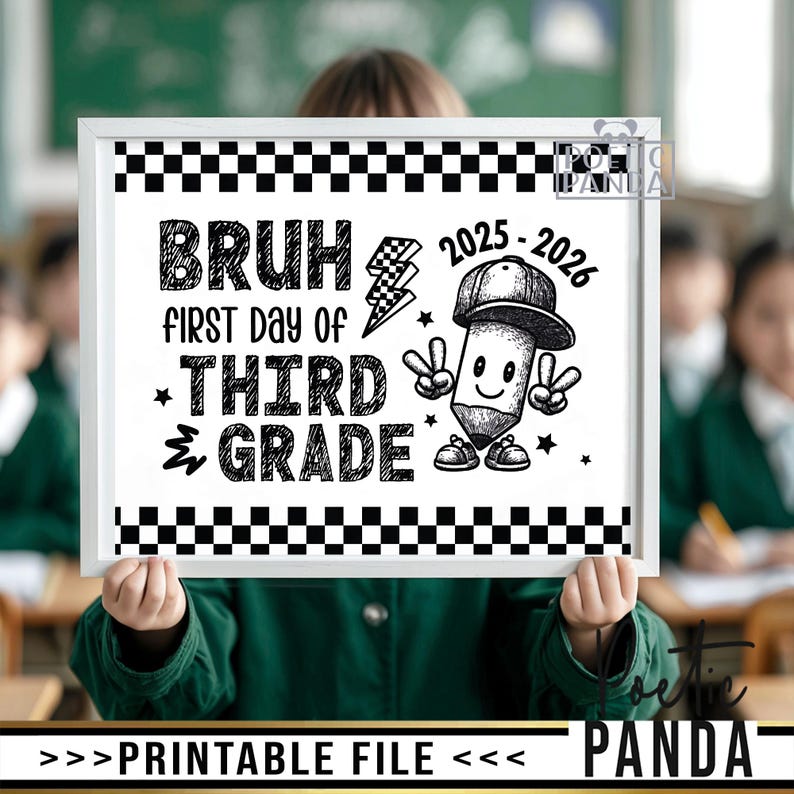 Printable Bruh 1st Day of 3rd Grade Sign PNG, First Day of 3rd Grade ...