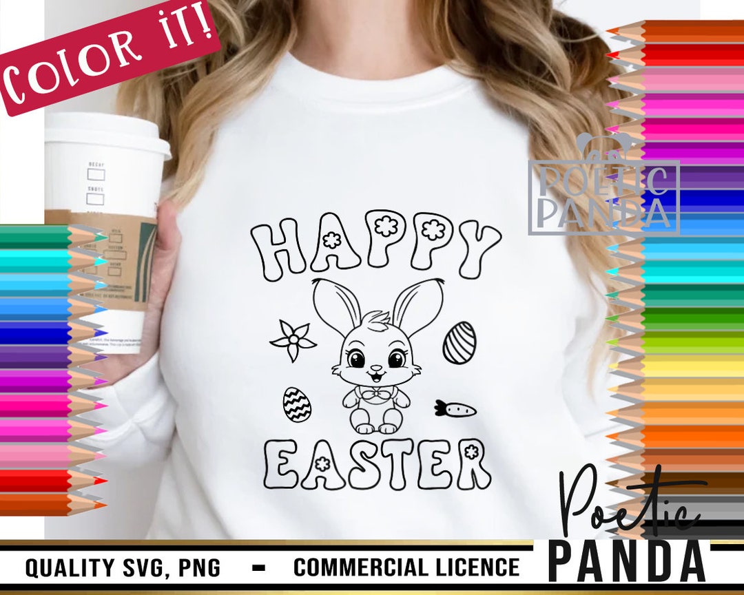 Easter Coloring SVG PNG, Color Svg, Easter Svg, Easter Bunny Svg, Happy ...