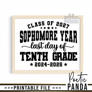 Printable Last Day of 10th Grade Sign, 10th Grade Graduation Sign, End ...
