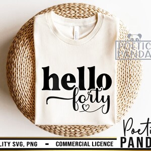 Hello 40 SVG PNG, Birthday Shirt Sv, Hello Forty Svg, 40 Af, 40 Svg ...