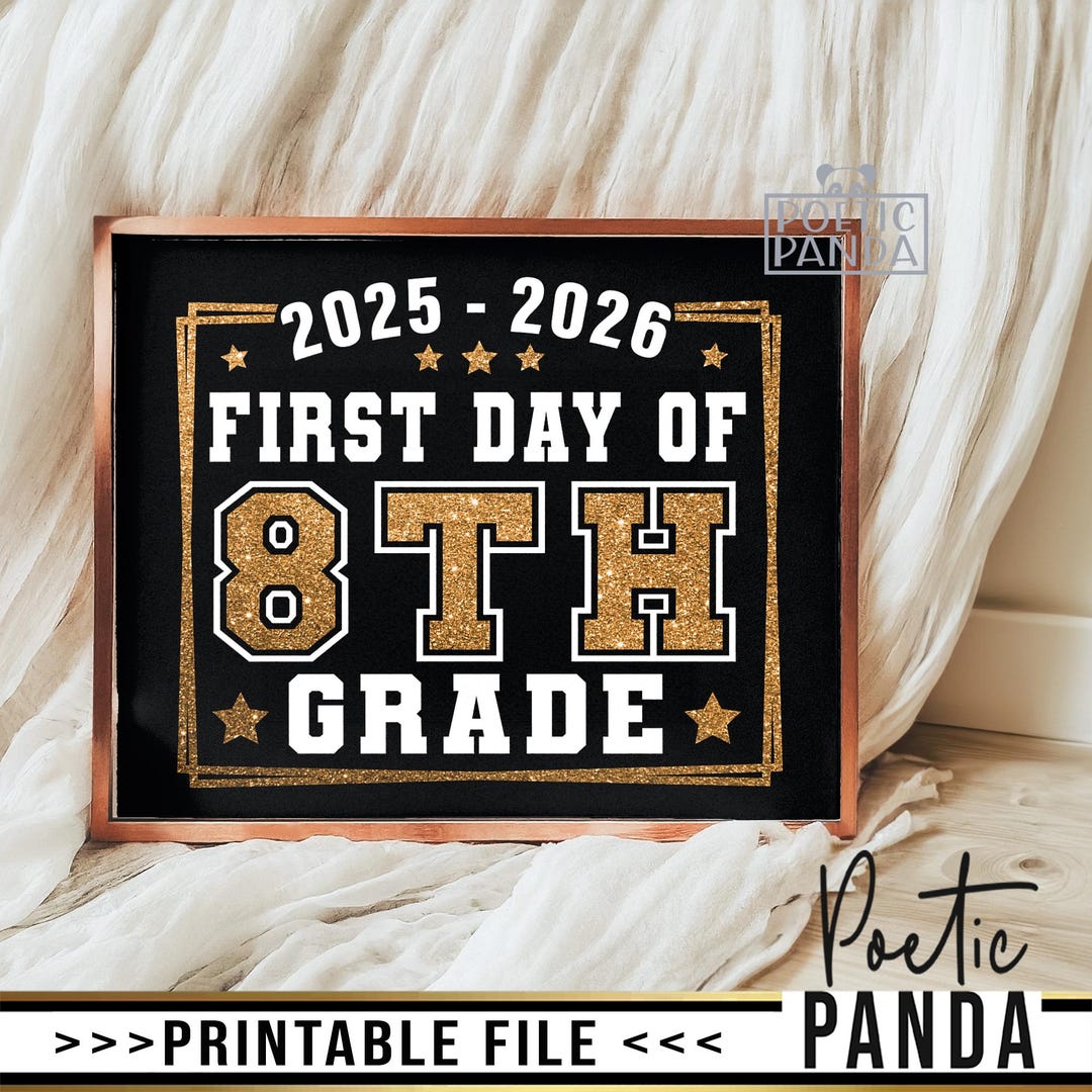 Printable Sign First Day of 8th Grade PNG, 1st Day of Eighth Grade ...