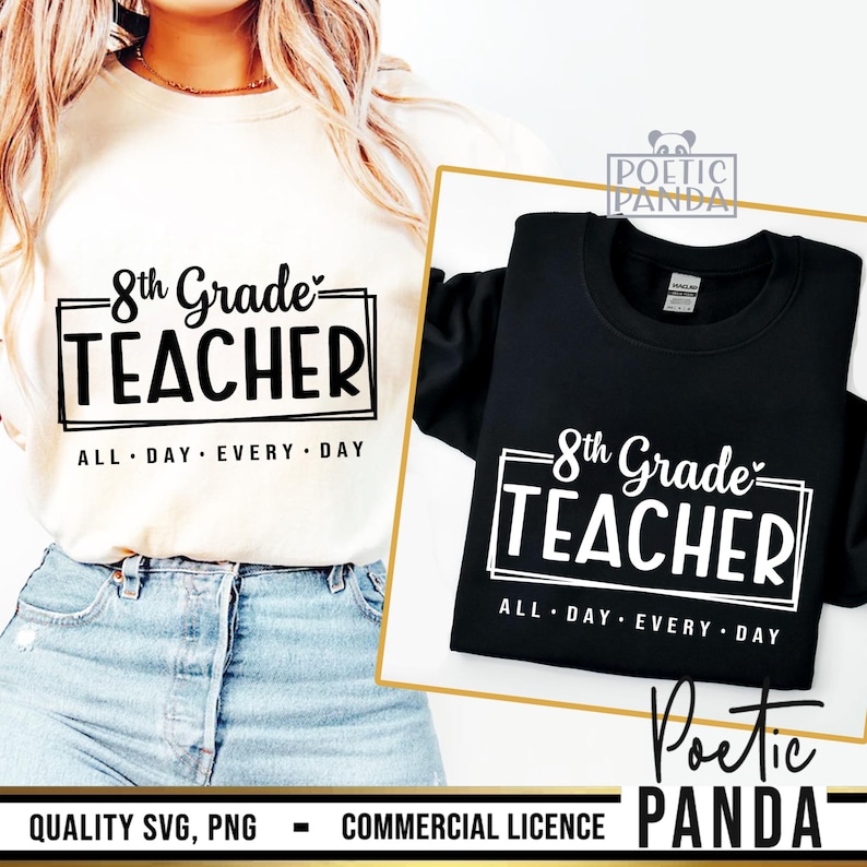 Eighth Grade Teacher SVG PNG, Teacher Shirt Svg, Back to School Svg ...