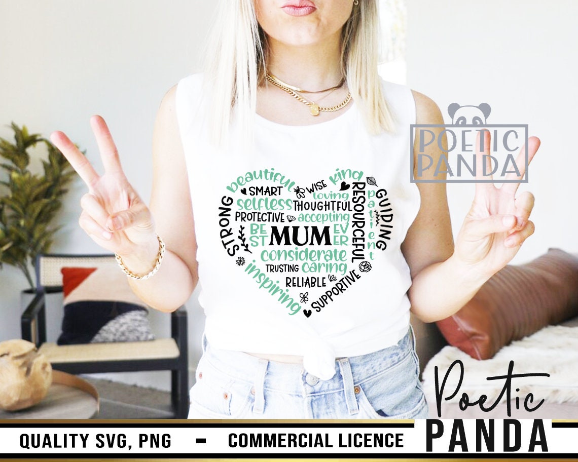 Mum Word Art SVG PNG, Momlife Svg, Mum Heart Shape Svg, Gift to Mum Svg ...