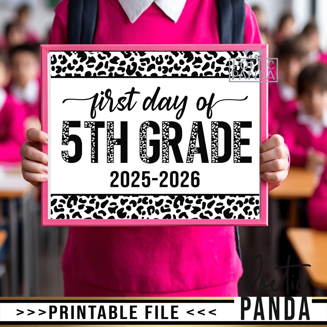 Printable 1st Day of 5th Grade Sign PNG, Printable First Day of 5th ...