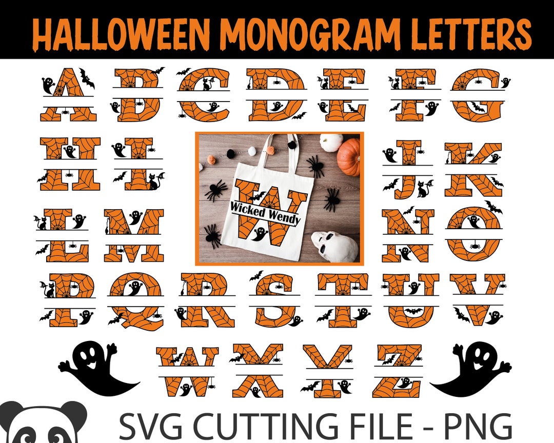 Halloween Letters SVG PNG, Spider Alphabet Svg, Monogram Halloween ...