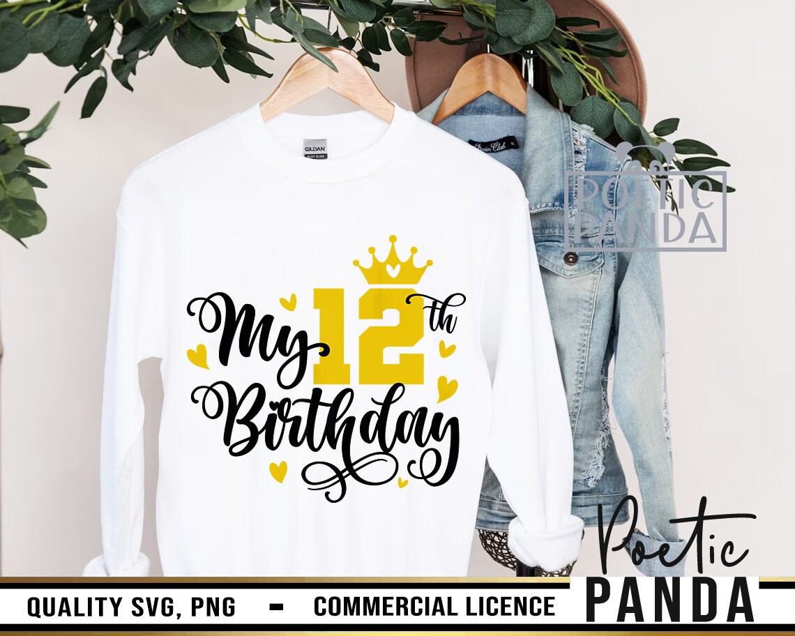 12th Birthday SVG PNG Happy Birthday Svg Birthday Gift Svg - Etsy