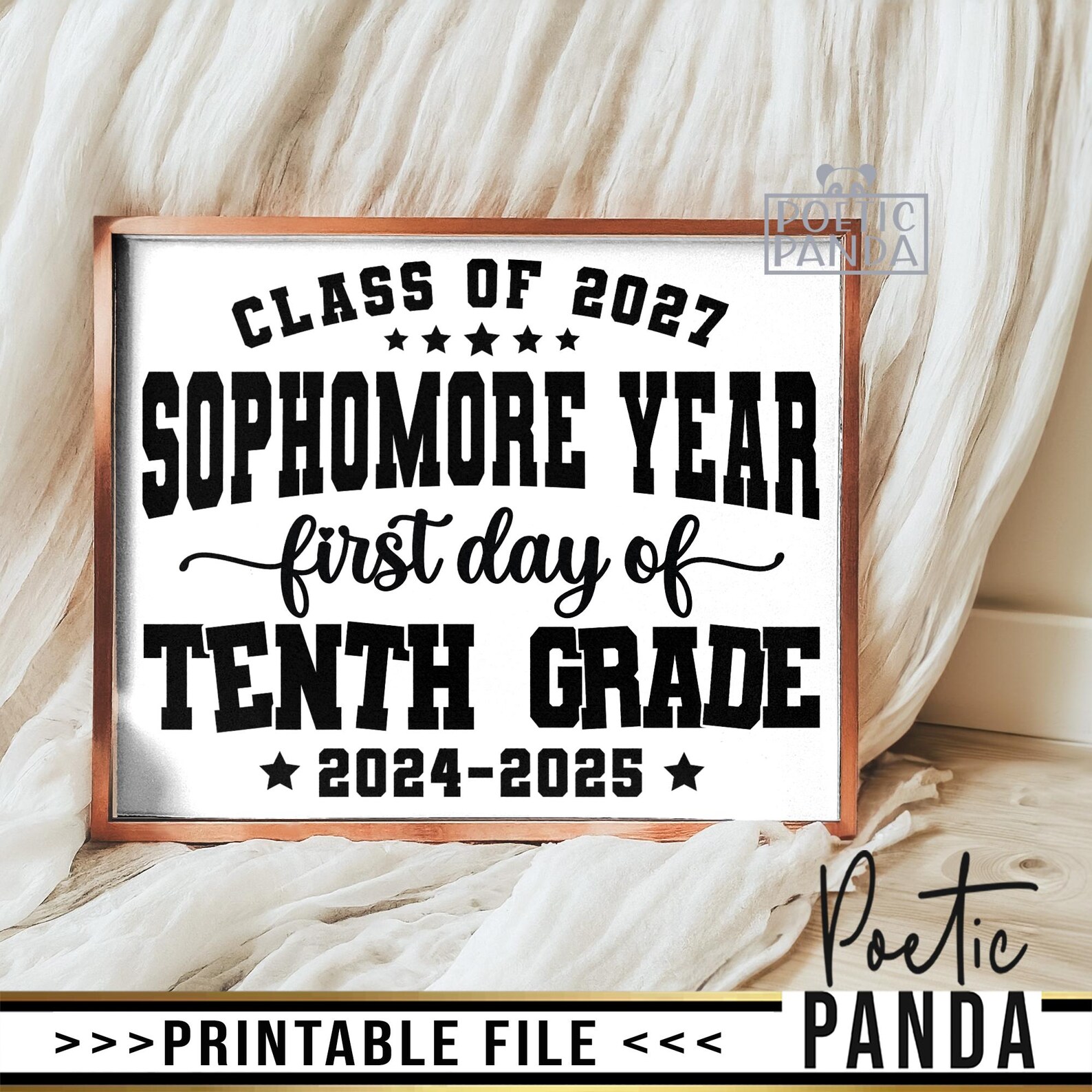Printable First Day of Sophomore Year Sign PNG JPEG, First Day of 10th ...