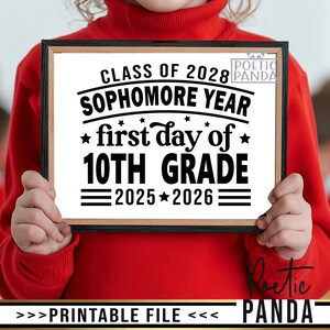 Printable Sign 1st Day of Sophomore Year PNG, First Day of 10th Grade ...