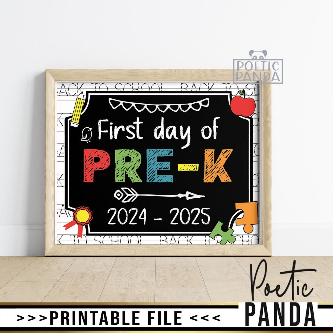 Printable First Day of Prek Sign, 1st Day of Prek Sign, Printable ...