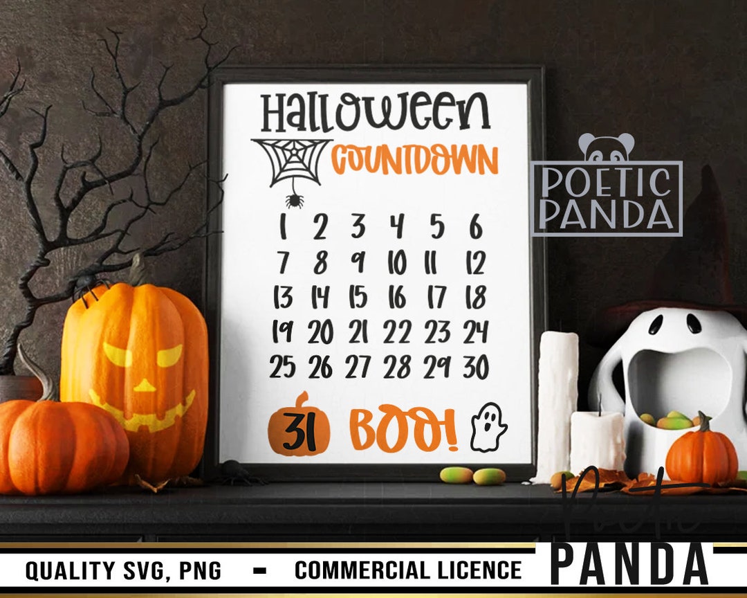 Halloween Countdown SVG PNG, Kids Halloween Advent Countdown Svg ...