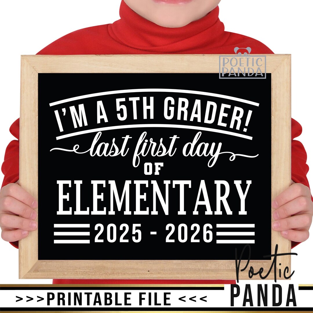 Printable Sign First Day of 5th Grade PNG, 5th Grader Digital Banner ...