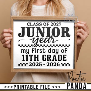 PRINTABLE SIGN Junior Year First Day of 11th Grade 2025-2026 PNG ...