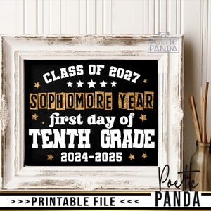 Printable First Day of Sophomore Year Sign, 10th Grade Sign, Sophomore ...
