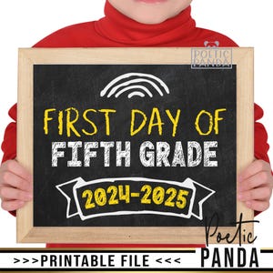 Printable First Day of 5th Grade Sign, Chalkboard Effect First Day of ...