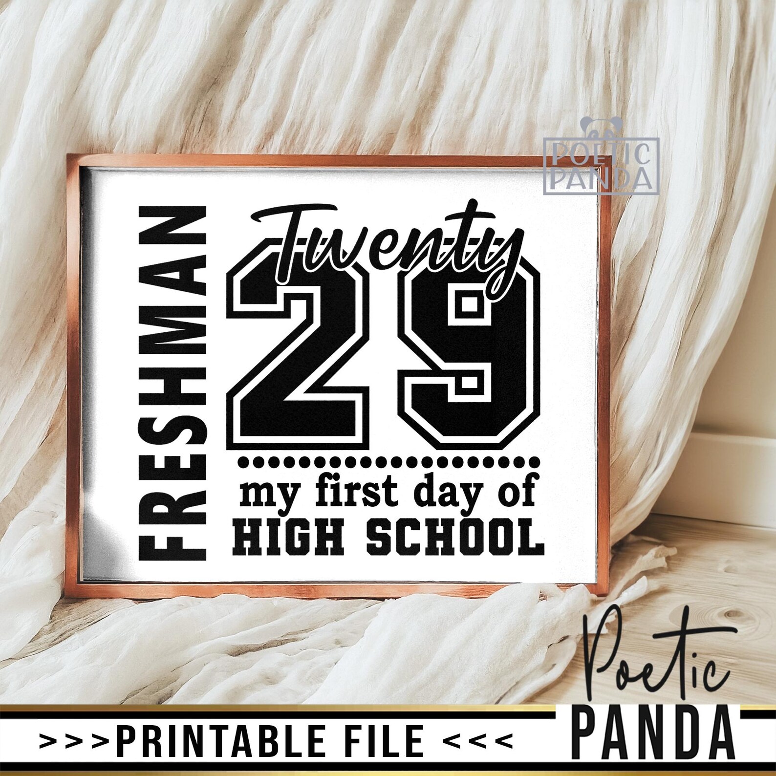 Printable Freshman Year 2029 Sign, First Day of High School Sign, First ...