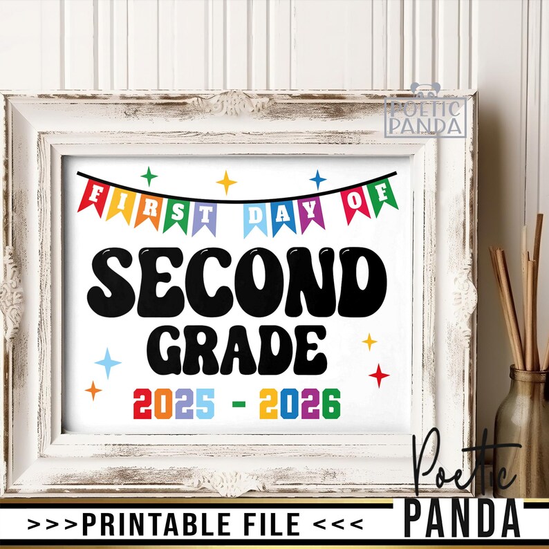 1st Day of 2nd Grade Printable Sign PNG, First Day of 2nd Grade Board ...