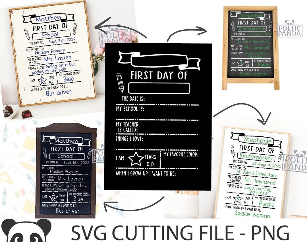 First Day of School SVG PNG, Custom First Day Svg, Chalkboard Svg ...