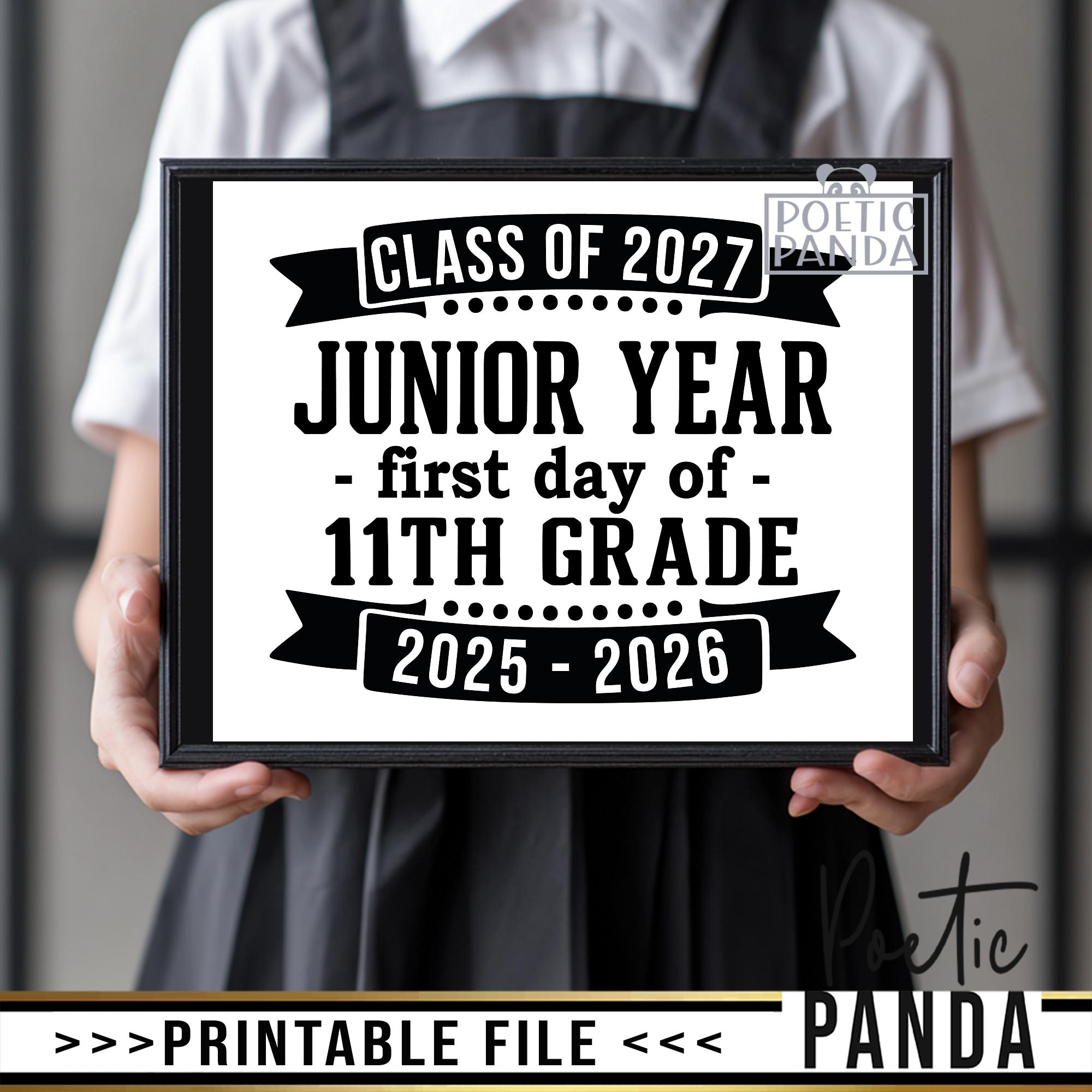 Printable Junior Year Sign PNG, Class of 2027, First Day of Junior Year ...