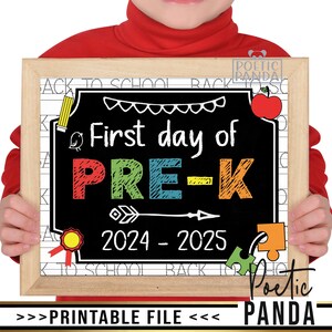 Printable First Day of Prek Sign, 1st Day of Prek Sign, Printable ...