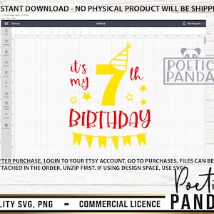 7th Birthday SVG PNG, 7th Birthday Svg, Birthday Girl Svg, Birthday Svg ...