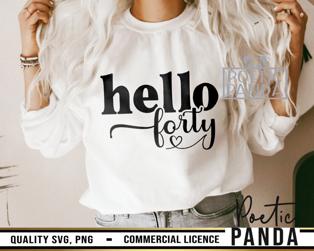 Hello 40 SVG PNG, Birthday Shirt Sv, Hello Forty Svg, 40 Af, 40 Svg ...