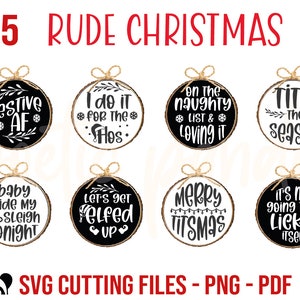 15 Rude Christmas Bundle SVG PNG, Naughty Christmas Quote Svg, Funny ...