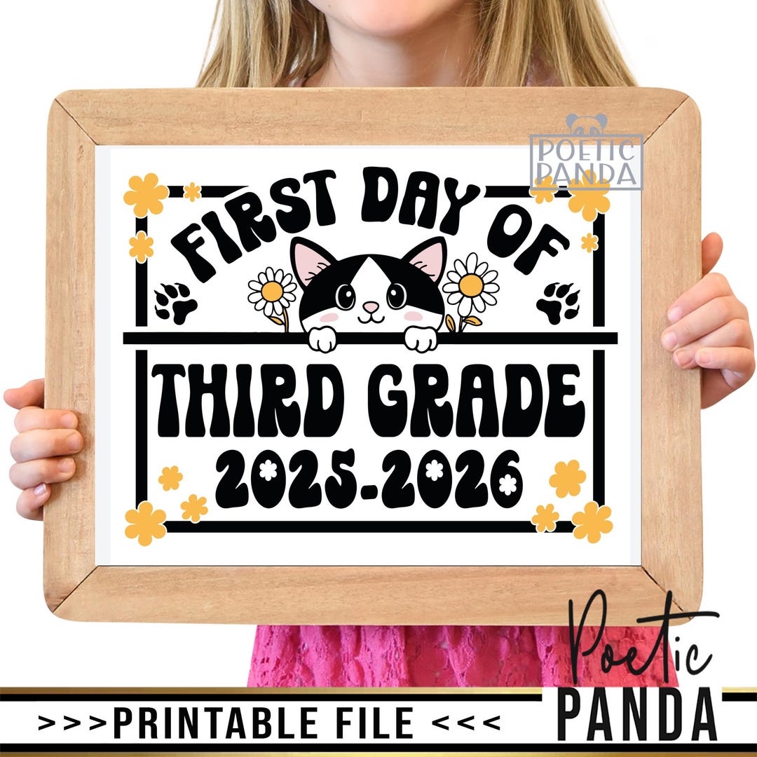 Printable 1st Day of 3rd Grade Sign PNG, 3rd Grade First Day Board, 3rd ...