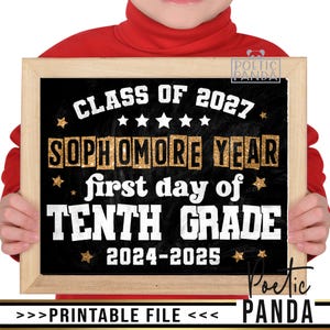 Printable First Day of Sophomore Year Sign, 10th Grade Sign, Sophomore ...