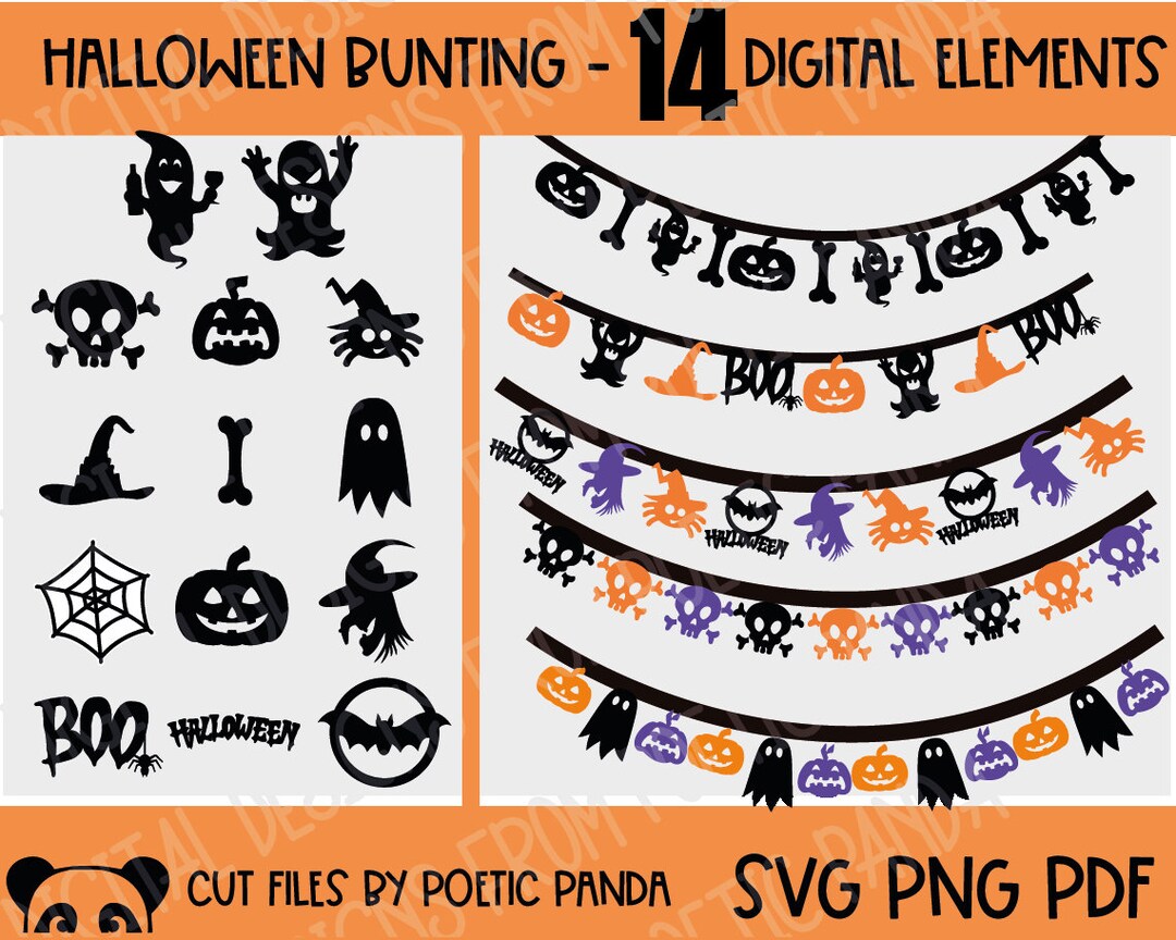 Halloween Bunting SVG Files, Halloween Party PNG, Kids Halloween Svg ...
