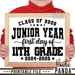Printable First Day of 11th Grade Sign, Junior Year Printable Poster ...