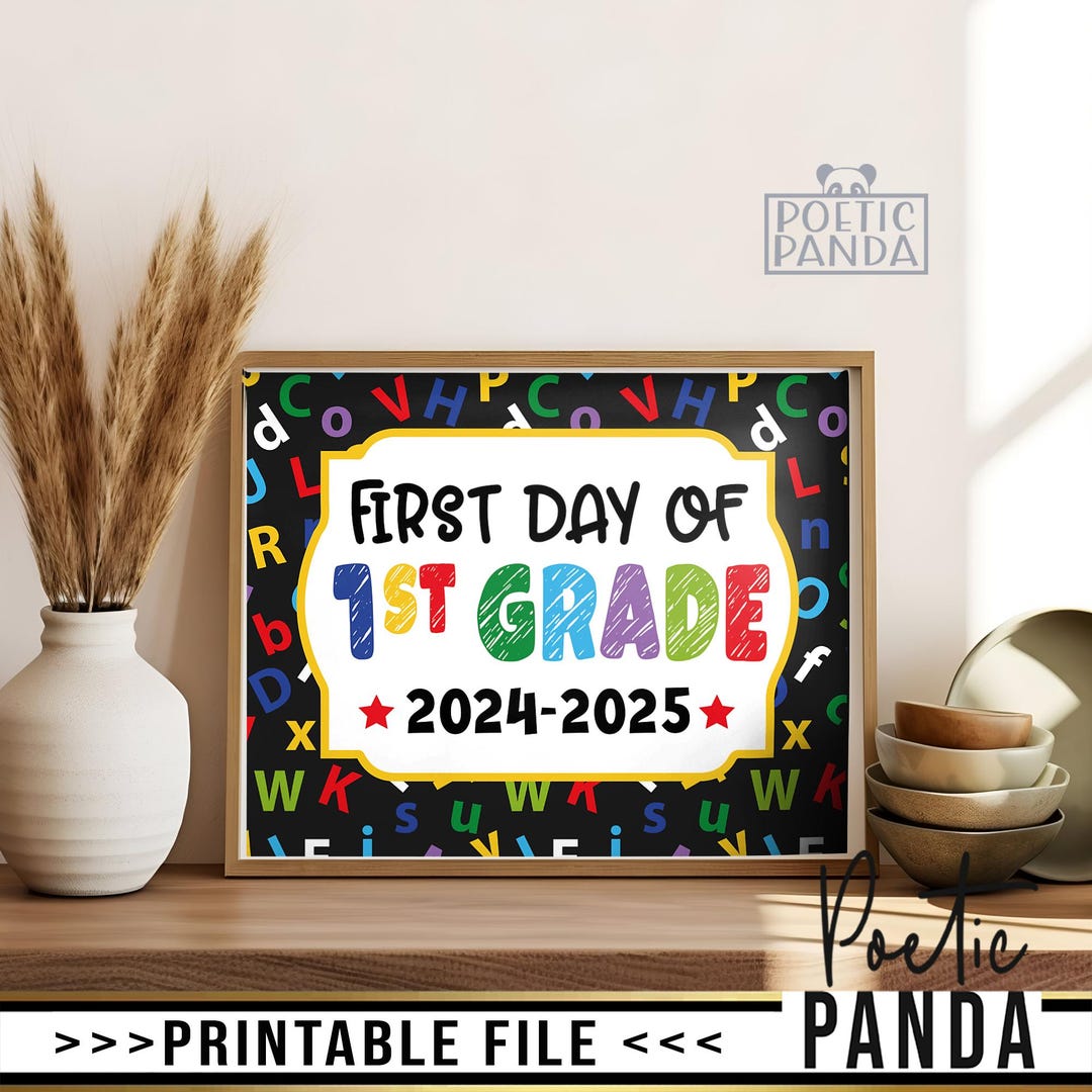 Printable First Day of 1st Grade Chalkboard Sign PNG JPEG, 1st Grade ...