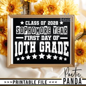 Printable 1st Day of Sophomore Year Sign, First Day of 10th Grade Sign ...