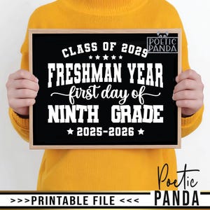 Printable Freshman 1st Day of 9th Grade Sign, Class of 2029, First Day ...