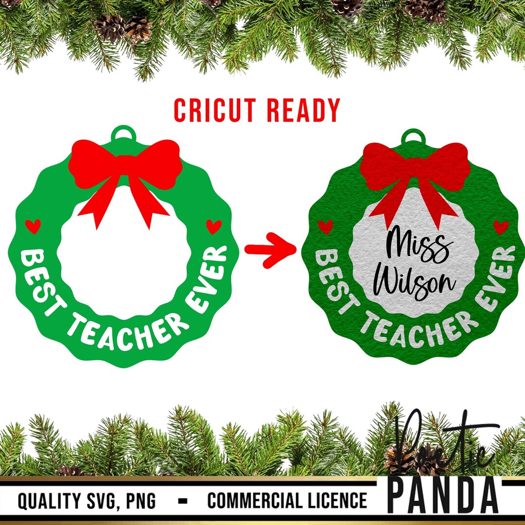 Teacher Christmas SVG PNG, Best Teacher Ornament Svg Cricut Cut File ...