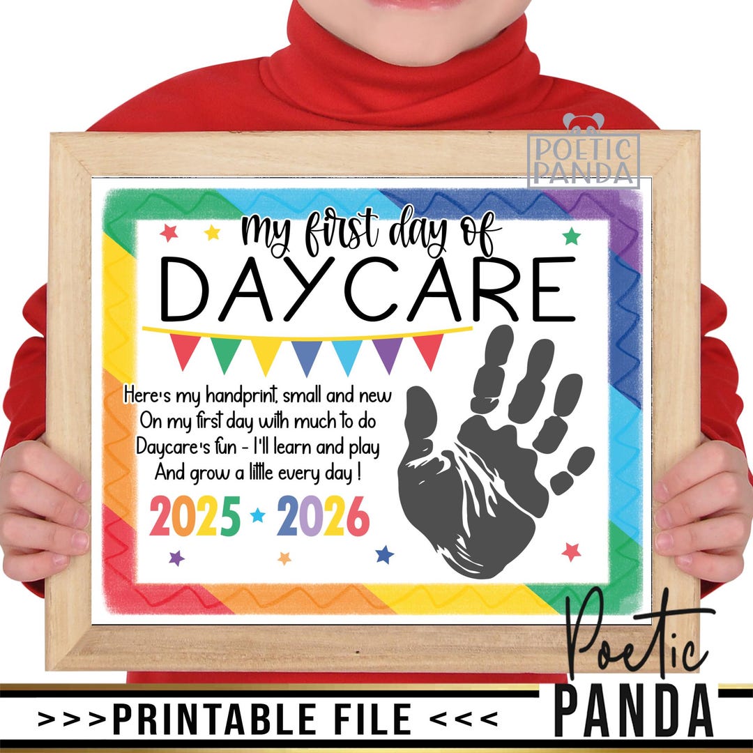 Printable First Day of Daycare Handprint Art PNG, Daycare Handprint ...