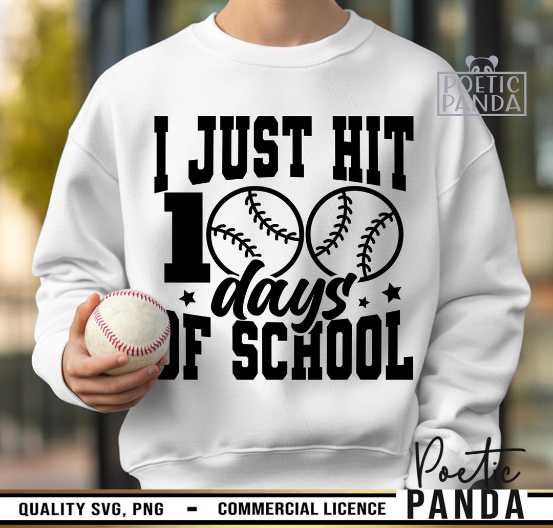Baseball 100 Days of School SVG PNG, I Hit 100 Day of School Svg ...