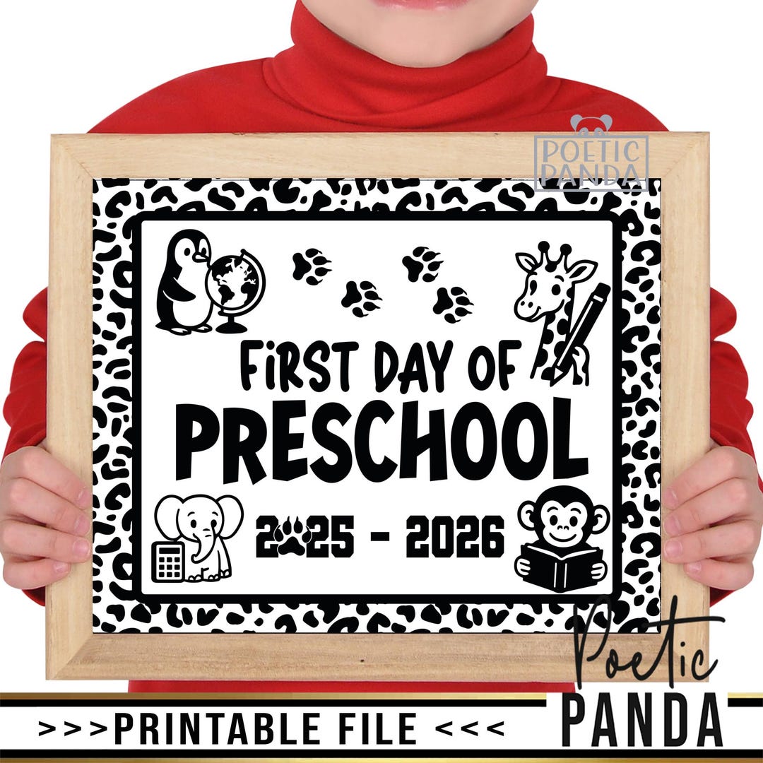 Printable 1st Day OF Preschool Sign PNG, First Day of Preschool ...