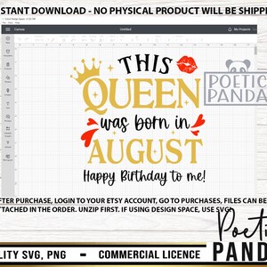 Birthday Queen SVG PNG, Birthday Girl Svg, August Birthday, Birthday ...