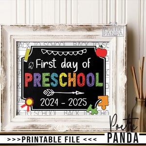 Printable First Day of Preschool Sign, 1st Day of Preschool Sign ...