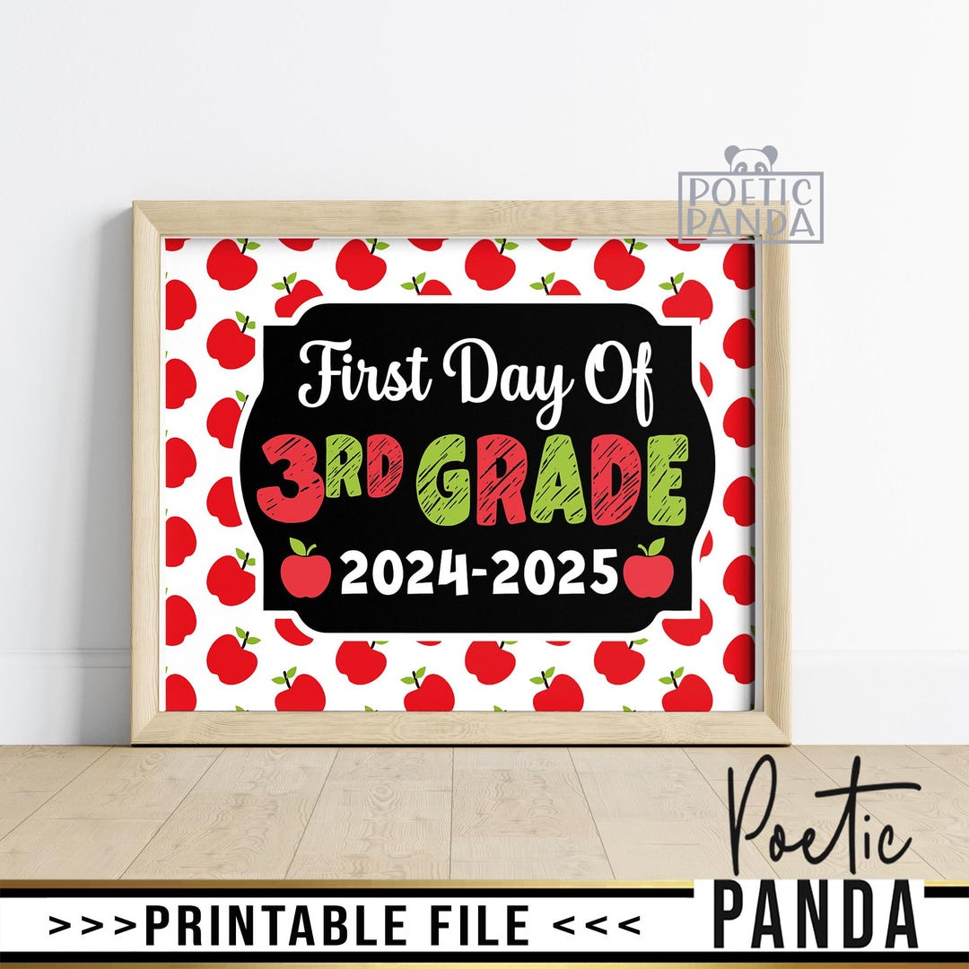 Printable First Day of 3rd Grade PNG JPEG, Chalkboard 3rd Grade Sign ...