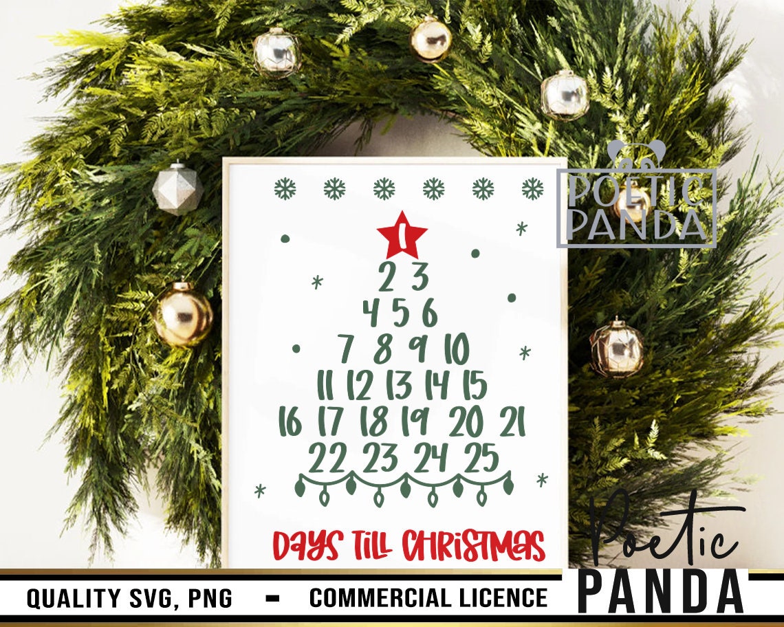 Christmas Countdown SVG PNG Cricut Printable PDF Days Till - Etsy