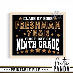 Printable Freshman 9th Grade Sign, Class of 2028, First Day of High ...