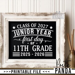Printable Junior Year Sign PNG, First Day of 11th Grade Digital Sign ...