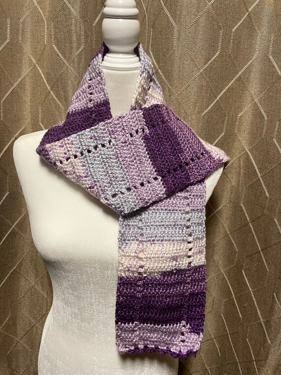 Purple Crochet Scarf - Etsy