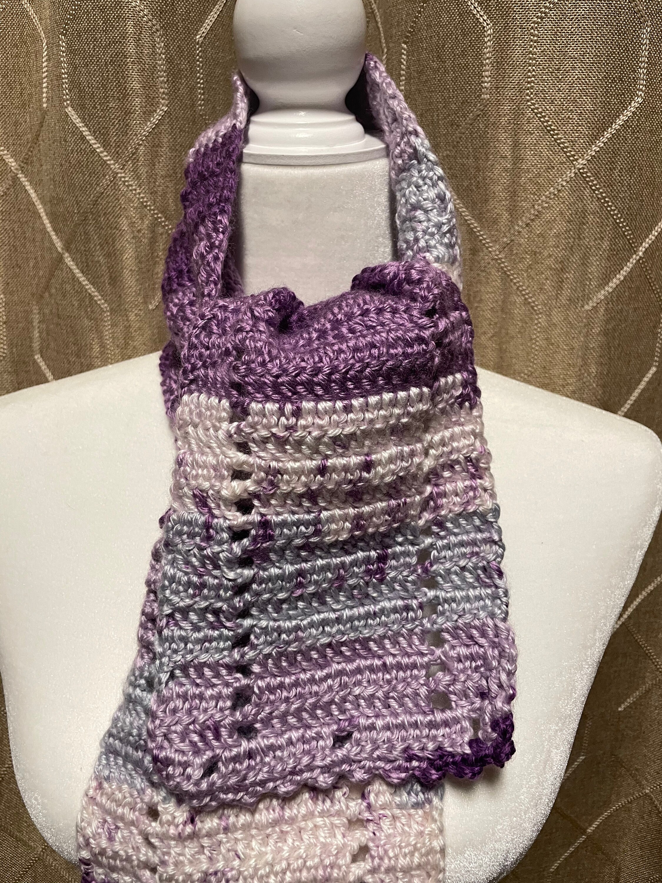 Purple Crochet Scarf - Etsy