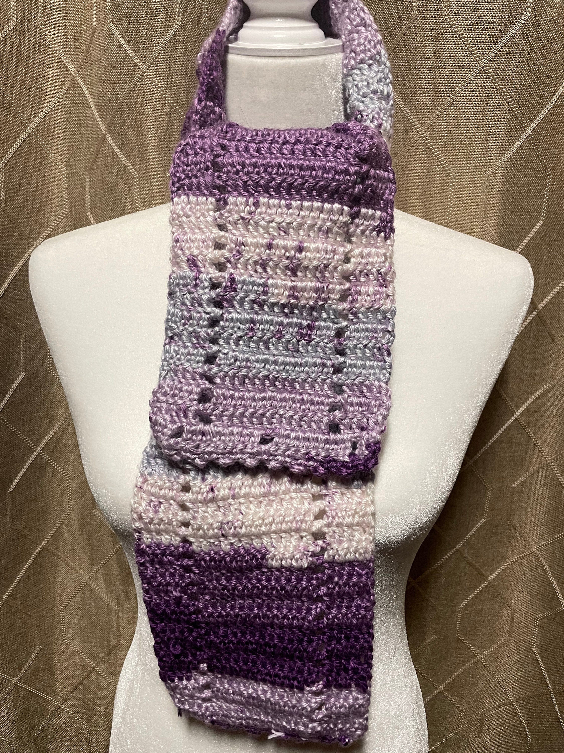 Purple Crochet Scarf - Etsy